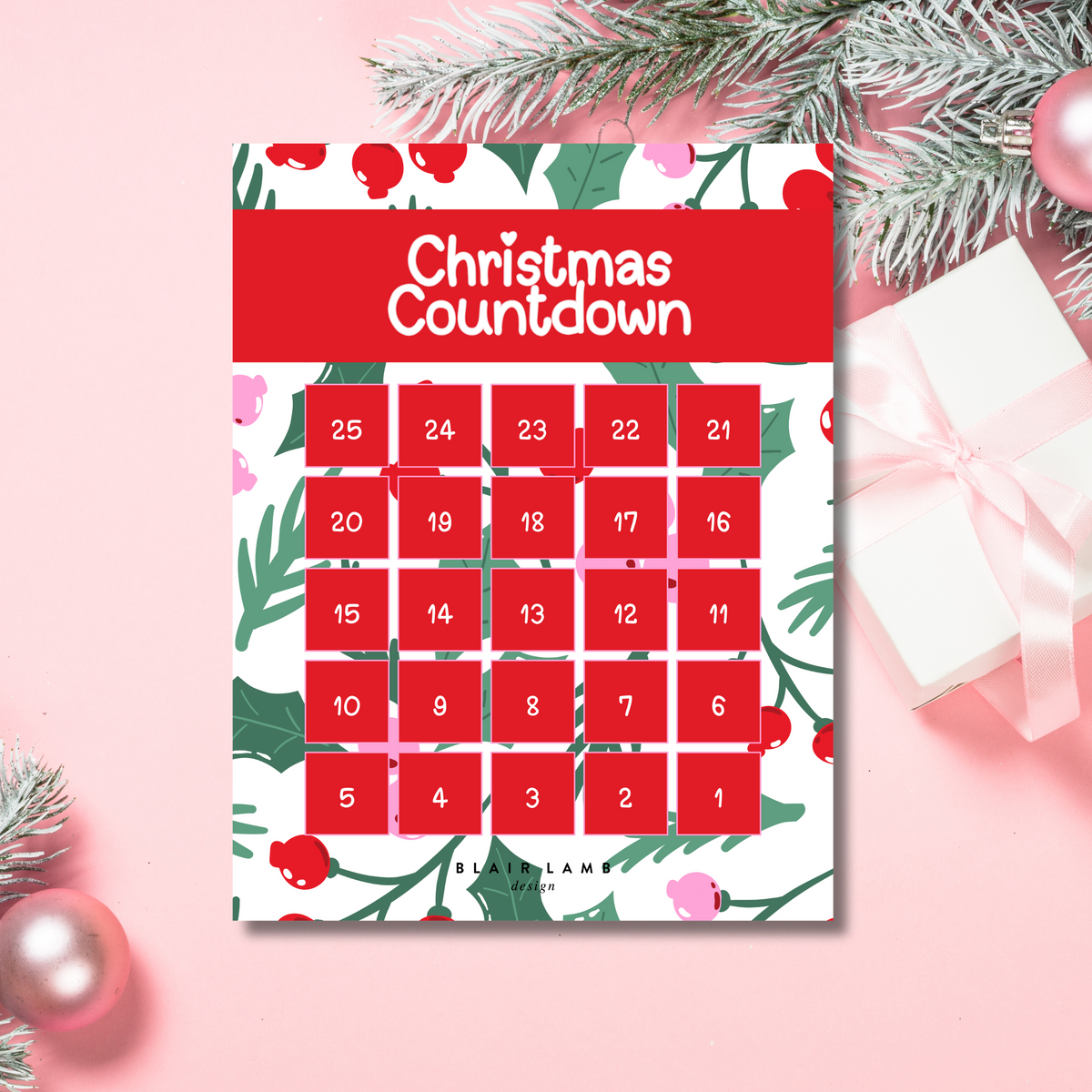 Merry Berry Christmas Countdown PDF – BlairLambDesign