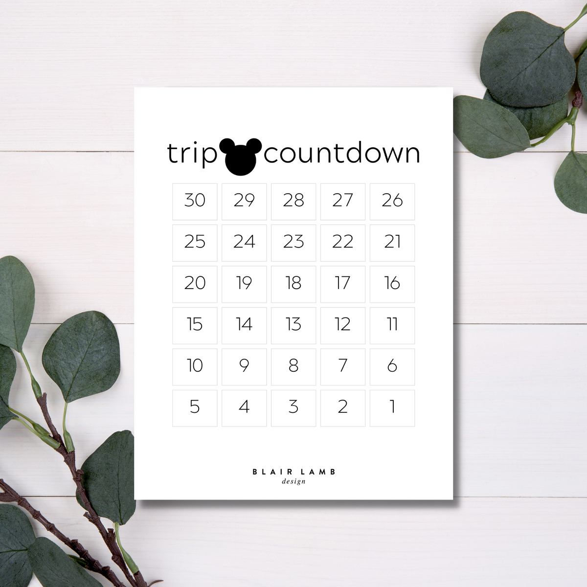 Simple Trip Countdown PDF – Blair Lamb Design